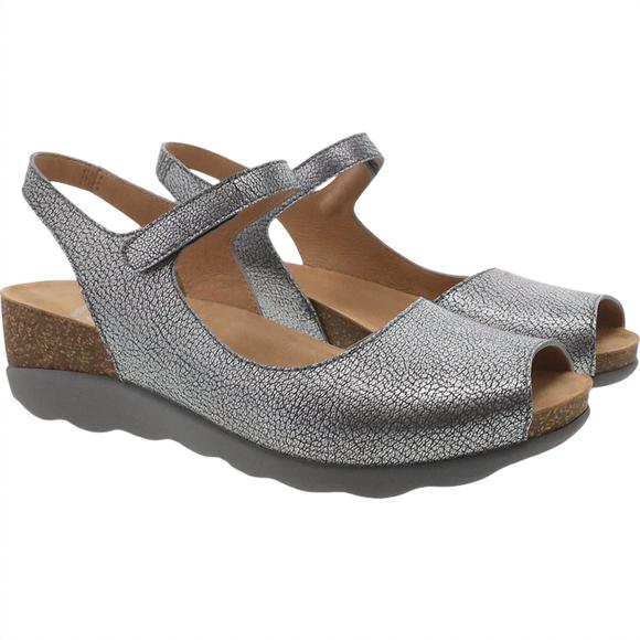 Dansko | Shoes | New Dansko Womens Marcy Metallic Sandals In Pewter ...